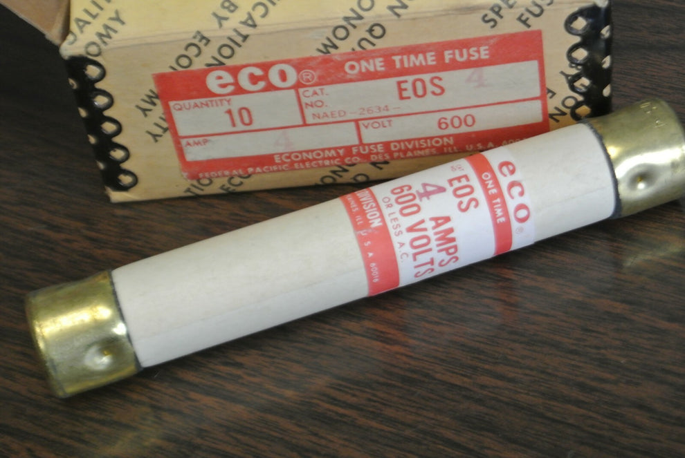 BOX of 10 / ECONOMY / ECO EOS-4 ONE-TIME FUSE / 4A / 600V / NEW SURPLU ...